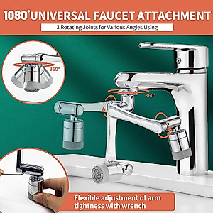 Faucet Extender - 1080° Rotatable Faucet Aerator, Universal Swivel Faucet Attachment,Plumb Rotating Splash Filter Faucet