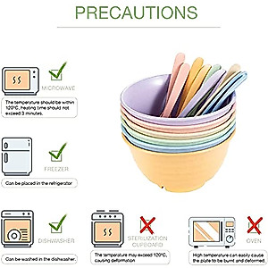 SGAOFIEE Unbreakable Cereal Bowls - 30 OZ Wheat Straw Fiber Lightweight Bowl Sets of 6 - with 6 Spoons & 6 Forks - for Rice Noodle Soup Breakfast Bowls - Dishwasher & Microwave Safe