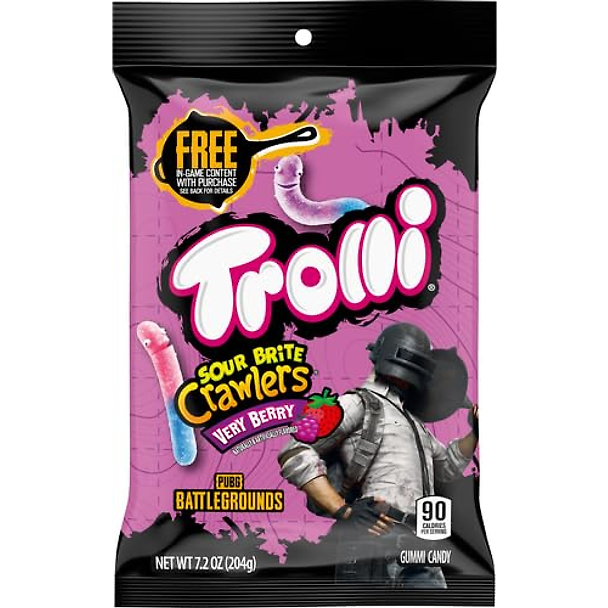 Trolli Sour Brite Crawlers, Candy, Very Berry, Sweet and Sour, Gummy Worms, Back to School Sweet Treat, 7.2 oz