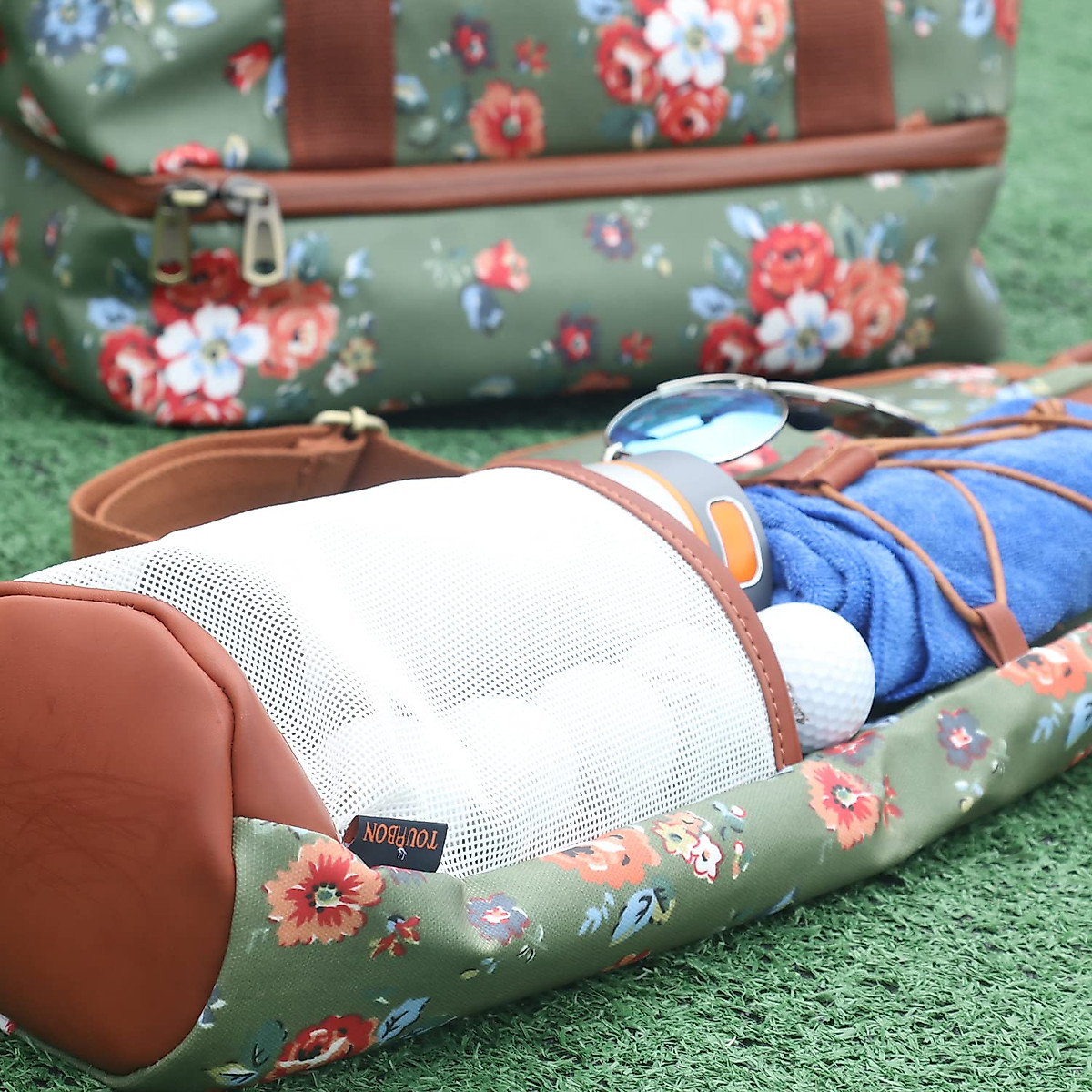 TOURBON Canvas Golf Bag for Women Driving Range Travel Course Club Carry Case