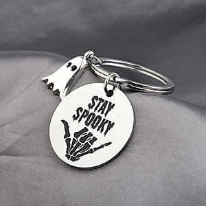 TGBJE Halloween Party Gift Stay Spooky Keychain Halloween Ghost Gift Halloween Horror Gift Trick or Treat Gift (stay spooky kc)