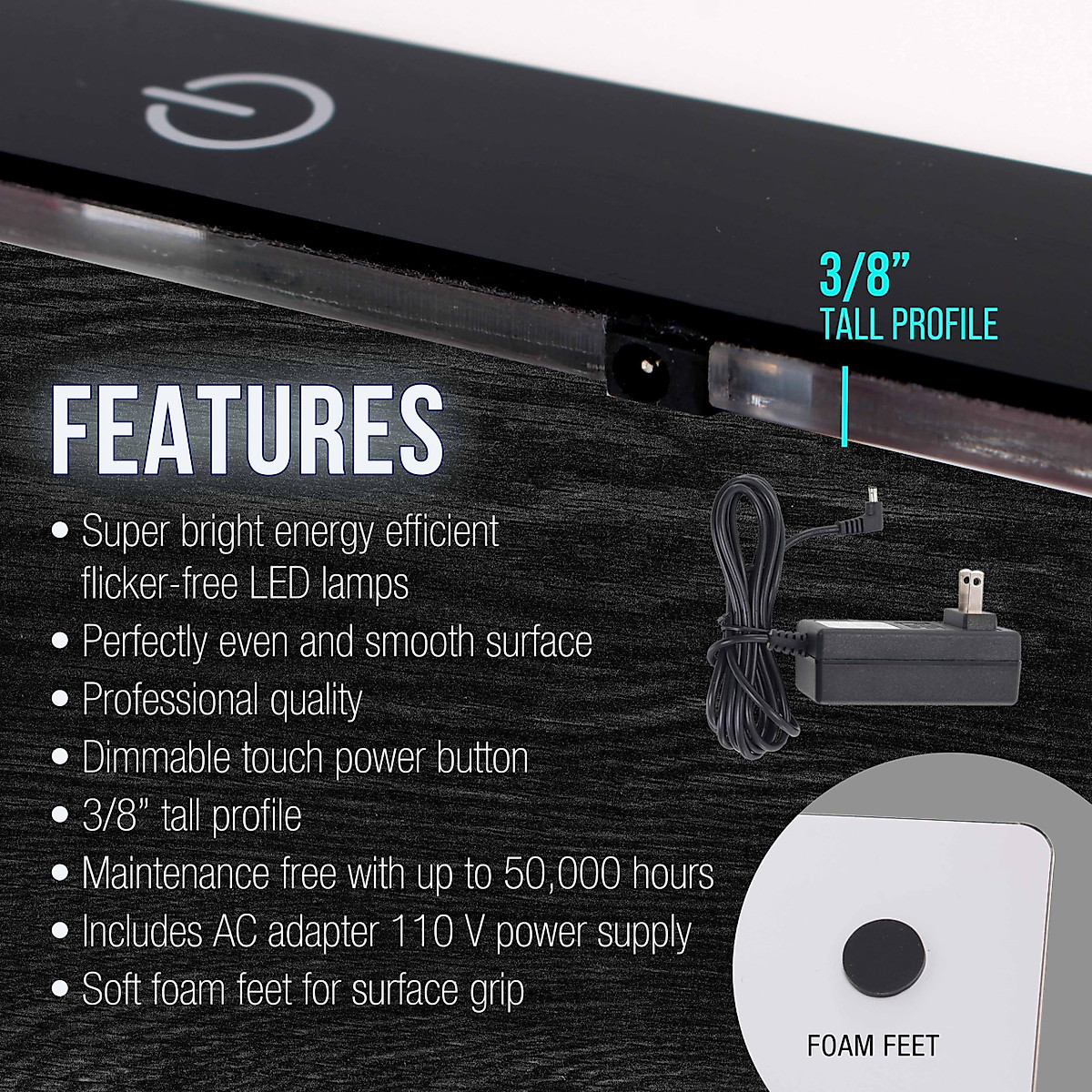 U.S. Art Supply Lightmaster 24.3" Diagonal Professional (A3) 12"x17" LED Lightbox Board 12-Volt Super-Bright Ultra-Thin 3/8" Profile Light Box Pad Dimmable - Measuring Overlay Grid & Circle Template