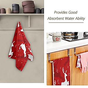 Christmas Deer Dish Towels for Drying Dishes,Xmas Kitchen Cloth Dish Towels Premium Dishcloths Super Absorbent Fast Drying