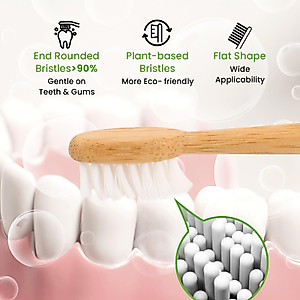 PONPACE Bamboo Electric Toothbrush Replacement Heads Compatible with Philips Sonicare, with Soft Plant-Based Bristles (Flat Soft bristles)