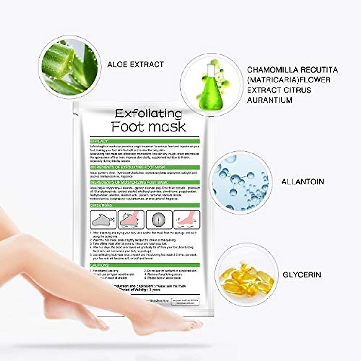 Foot Peel Mask 3 Pack， Exfoliator Peel Off Calluses Dead Skin Callus Remover，Baby Soft Smooth Touch Feet-Men Women (Aloe Vera)