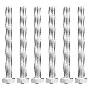 MroMax 6Pcs M10 x 100mm Hex Head Screws Bolts, 304 Stainless Steel 18-8, Fully Threaded, External Hex Drive, for Mounting Chair, Handles, Rail, Pump, Wheels, Antenna Parts, Boat and Plastic Bumpers