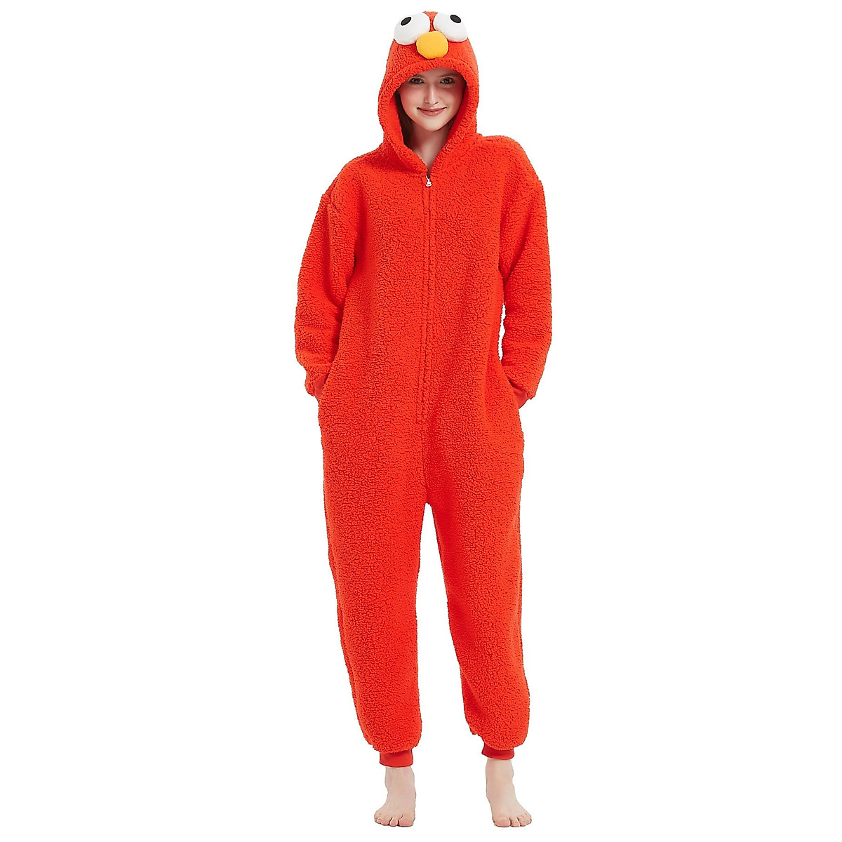 JNVarbeitet Adult Animal Onesie Elmo Costume Cosplay Unisex One Piece Pajamas for Women Men XL