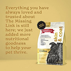 The Missing Link Skin & Coat Probiotics Superfood Supplement Powder for Dogs - Omegas 3 & 6, Fiber, Vitamin-E, Biotin - Supports Healthy Skin & Glossy Coat, Promotes Hair Growth - 5lb