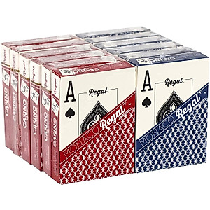 Regal Games Jumbo Playing Cards Set for Adults & Professionals - 6 Red & 6 Blue Large Print Deck of Cards - Blackjack, Euchre, Canasta, Poker Cards - Fun & Travel Playing Cards (12 Pack)