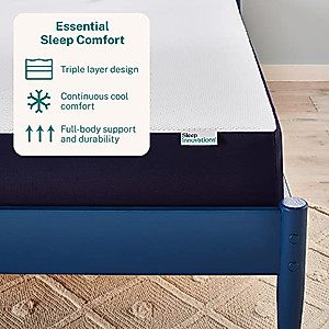 Sleep Innovations Marley 10 Inch Cooling Gel Memory Foam Mattress with Airflow Channel Foam for Breathability, Queen Size, Bed in a Box, Medium Firm Support