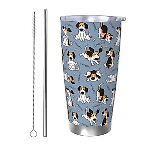CHASOEA Beagle Tumbler 20oz Cute Dog Stainless Steel Insulated Tumblers with Lid and Straw Animal Travel Coffee Mug Wine Tea Cups Water Bottle Dogs Gifts for Women Dog Lover