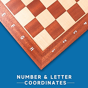 GSE Games & Sports Expert Professional Tournament Chess Board Only, Sapele & Maple Inlaid Chessboard, Chess Board for Beginners, Kids, Adults (Extra Large: 21.25" / Square: 2.25" Brown)