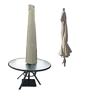 Premium Tight Weave Outdoor Patio Umbrella Cover - Heavy Duty Anti-UV Treated and Water-Resistant Fabric - Fits 7 to 11 feet Umbrellas - Taupe