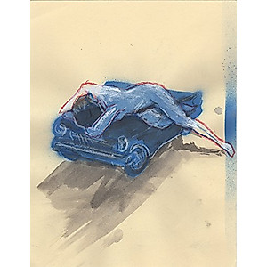 Sleeping on a blue car