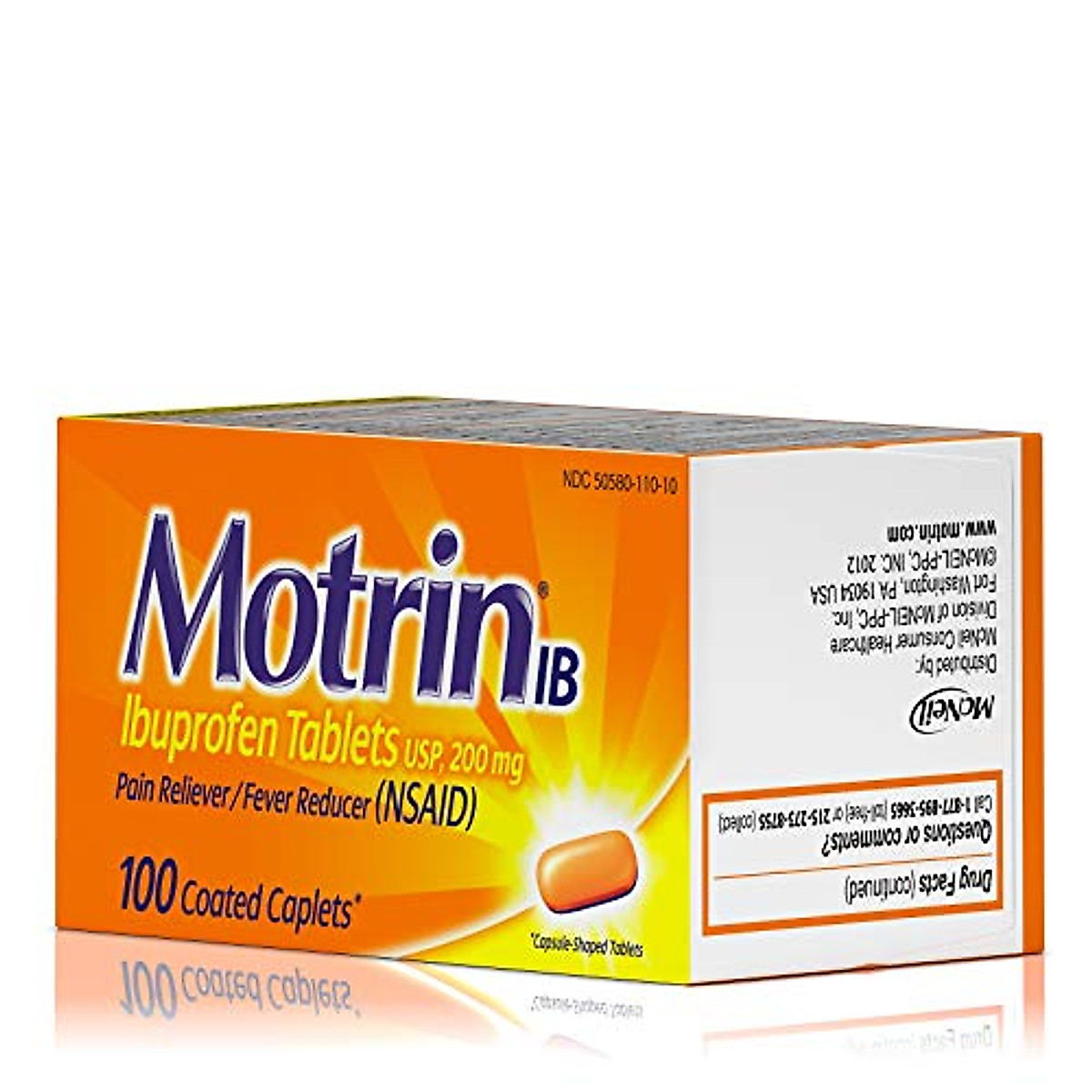 Motrin IB Pain Reliever Fever Reducer (NSAID) Ibuprofen Tablets, 100 Count