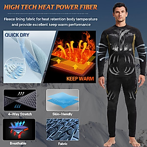 romision Thermal Underwear for Men 2 Pack Sets, Soft Long Johns Warm Base Layer Top and Bottom with Fleece Lined for Cold Winter