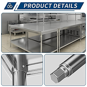QFBXG NSF Commercial Stainless Steel Worktable - 24 x 30 Inches with Undershelf, Heavy Duty Prep Table for Restaurants, Homes, and Hotels - Ideal for Christmas Prep.