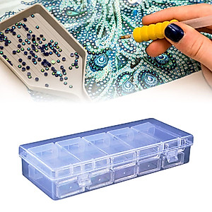 Large Clear Bead Organizer Box - 44 Slots Diamond Picture Storage Containers, 5D Diamond Embroidery Accessories Bead Organizer Case with Label Stickers for Art Craft, Storage Containers