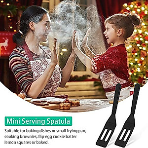 Mini Brownie Serving Spatula Flexible Nonstick Silicone Serve Turner Heat-Resistant Cookie Spatula Slotted Spatula for Flip Egg in Small Frying Pan Cookie Batter Lemon Square (Black, 2)