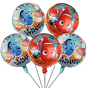 5PCS Finding Nemo Balloons for Kids Birthday Baby Shower Finding Nemo Theme Party Decorations