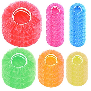 Ruisita 120 Pieces Dish Plate Plastic Wrap Bowl Covers Reusable Elastic Colorful Food Bowl Storage Covers 6 Translucent Colors for Kitchen, Family Outdoor Picnic