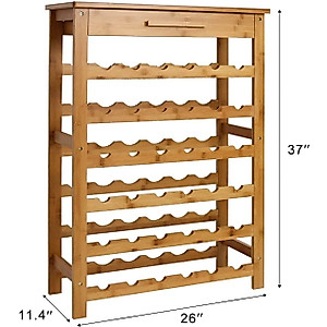 KINTNESS 36 Bottle Bamboo Wine Rack, FreeStanding Display Storage Rack Wine Display Shelf w/Countertop