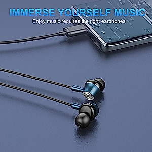 USB C Wired Earphones, HiFi Stereo Magnetic USB Type C Headphones for Laptop with Microphone, Noise Isolation Headset Compatible for iPhone 15 Pro Samsung Galaxy S23+ S22 Ultra Pixel 7 6a OnePlus