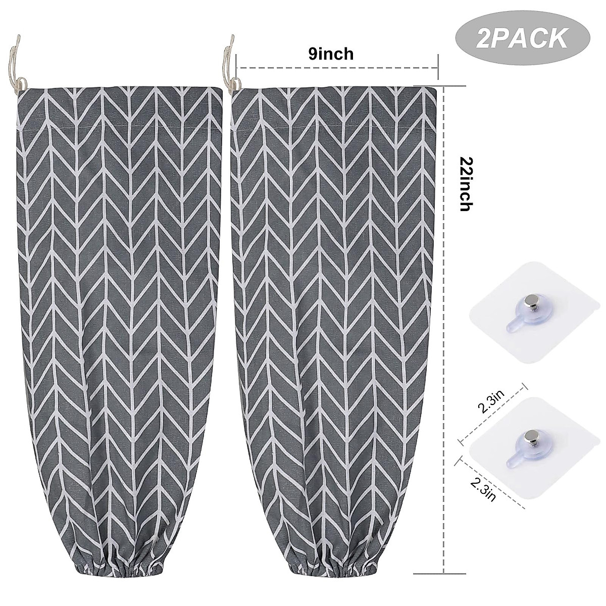 2 Pcs Plastic Bag Holder, JIMSUMM Wall Mount Plastic Bag Organizer, Washable Large Grocery Bag Storage Dispenser, Shopping Bags Carrier for Home Kitchen Travelling, 22x9 in shopping bag carrier (Gray)