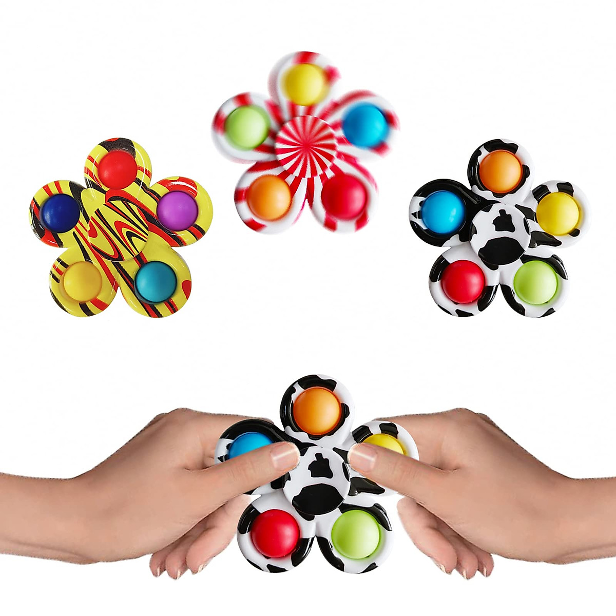 12 Pcs Pop Bubble Fidget Spinners for Party Favors, Hand Fidget Bulk Toys for Classroom Prizes, Christmas Valentine Gifts Goodie Bag Stocking Easter Basket Stuffers for Kids
