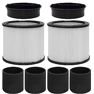 Asheviller 90304 Replacement Filter with Lid, Compatible with Shop-Vac 90304, 90350, 90333, Shop Vac 903-04-00, 9030400, 90595, 5 Gallon Up Wet/Dry Vacuum Cleaners, 2Pack