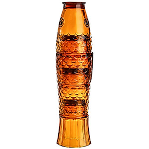 Frcctre Set of 4 Koi Fish Design Drinking Glasses, Stackable Amber Tumbler Glasses Beverage Cups Juice Tumblers Drinking Water Cups Nautical Glassware for Home, Party, Bar