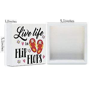 Wooden Box Sign Desk Decor for Table Shelf House Living Room Bedroom Bar Summer Outdoor Wall Decoration Rustic Farmhouse Style Funny Beach Sign Summer Vacation Beach Decor Beach Gifts