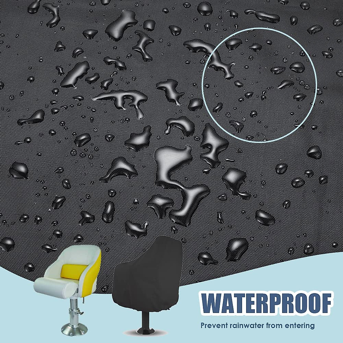 Gicov Boat Seat Cover 2 Pack Waterproof Captain Chair Cover Weather Resistant Pedestal Pontoon Captain Boat Bench Chair Seat Cover Helm Chair Protective Cover Black