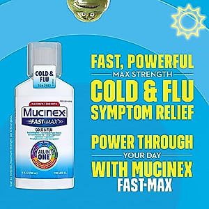 Mucinex Fast-Max Cold & Flu All-in-One Maximum Strength Liquid, 6 fl. oz. (Packaging May Vary)