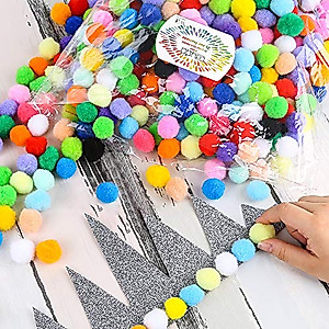 Caydo 400 Pieces 1 Inch 20 Colors Pompoms Arts and Crafts Pom Poms Balls for Hobby Supplies and Creative Craft DIY Material