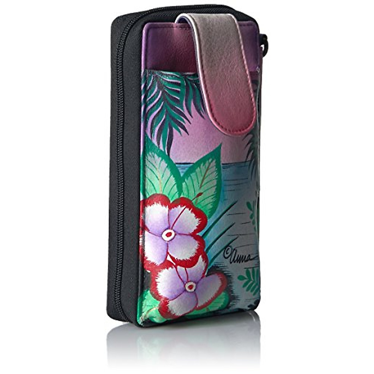 Anna by Anuschka Women's Hand-Painted Genuine Leather Smartphone Case & Wallet - Tropical Flamingos
