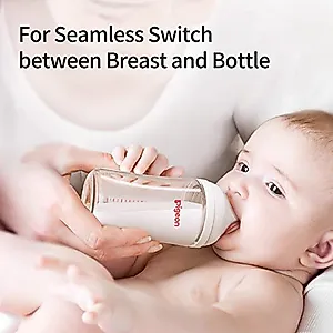 Pigeon Nursing Baby Bottle Wide Neck(Pack of 4, 2 Glass Bottles & 2 PPSU Bottles), Streamlined Body, Natural Feel, Easy to Clean, Heat-Resistant, 8.1Oz