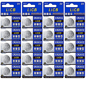 LiCB CR2032 Battery,Long-Lasting & High Capacity CR 2032 3V Coin & Button Cell Lithium Batteries with Adaptive Power and Superior Safety (20-Pack)