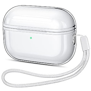 Fintie Case for AirPods Pro 2nd Generation (2023/2022) / AirPods Pro 1st Generation (2019) - Soft TPU Clear Anti-Scratch Protective Cover with Lanyard, Crystal Clear