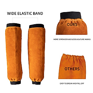 Benozit 18inch Leather Welding Sleeves for Men&Women, Heat & Flame Resistant Arm Protection, Heavy Duty Work Arm Guard, Puncture Resistant Sleeves for Garden