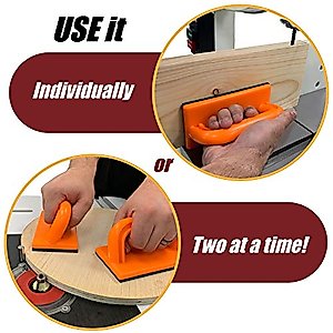Safety Push Block 2 Pack, Safety Orange Color for High Visibility Ideal for Use On Router Tables, Jointers, Shapers and Band Saws