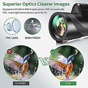 80x100 HD Monocular Telescope, Dawdory High Power Monocular for Adults with Smartphone Adapter & Tripod, Night Vision Monocular for Hunting Star Watching Bird Watching Wildlife Camping Hiking (Black)