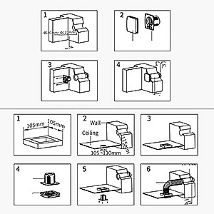 SAILFLO 4 Inch Wall-Mounted Exhaust Fan, 12W 130m³/h Ventilation Extractor with Anti-backflow Check Valve Chain Switch for Window Duct Glass Grow Tent Bathroom Vents - 6"×6" Grid Panel - Small Size