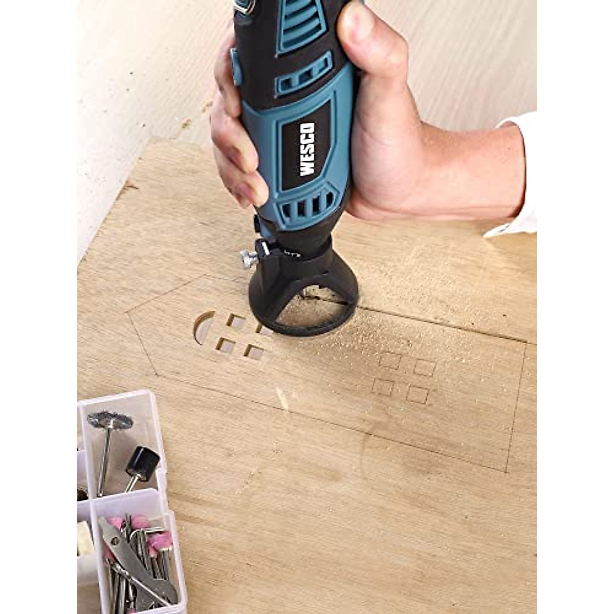 Rotary Tool Set,WESCO Rotary Tool-7 Variable Speed 8000-35000RPM,Power Rotary Tool with 82 Accessories,Rotary Tool Multi-Tool for Sanding, Polishing, Drilling, Etching, Engraving, DIY Crafts