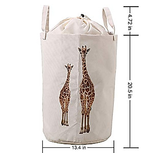 LifeCustomize Large Laundry Basket Hamper Giraffe Mom And Baby Collapsible Drawstring Clothing Storage Baskets Nursery Baby