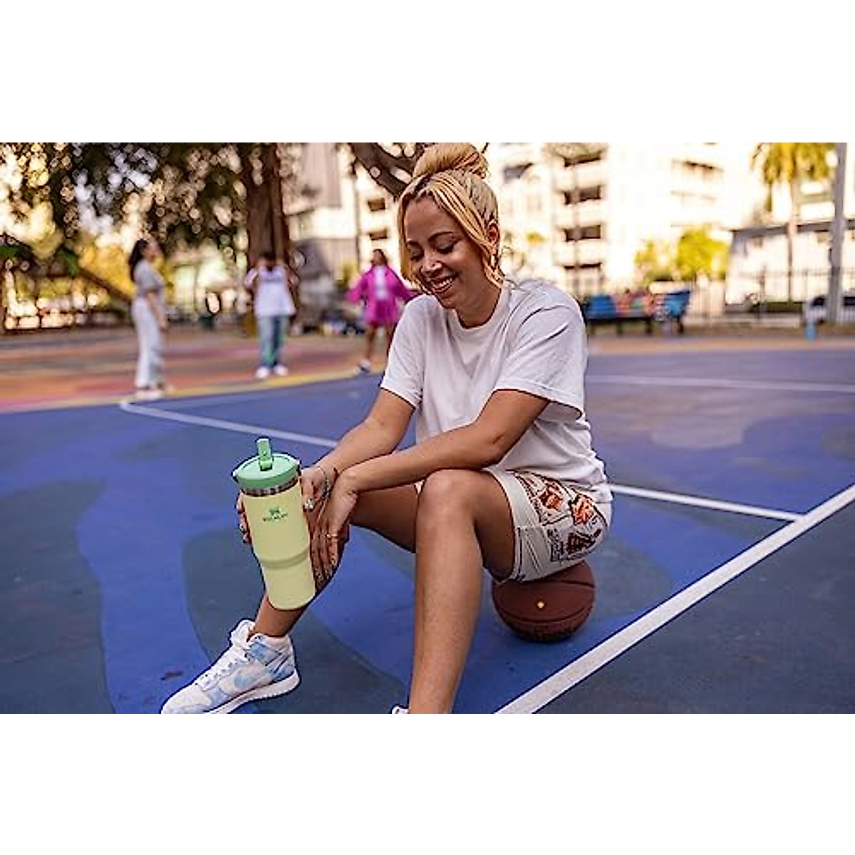 Stanley IceFlow Flip Straw Tumbler with Handle 20 oz | Twist On Lid and Flip Up Straw | Leak Resistant Water Bottle | Insulated Stainless Steel |BPA-Free | Citron