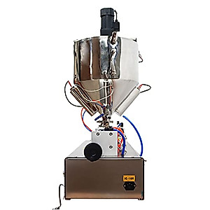 INTBUYING 110V 30-300ml Paste Liquid Heating Mixing Filling Machine with Vertical Stirring Hopper for Cream Shampoo Honey Toothpaste Oil Sauce Butter