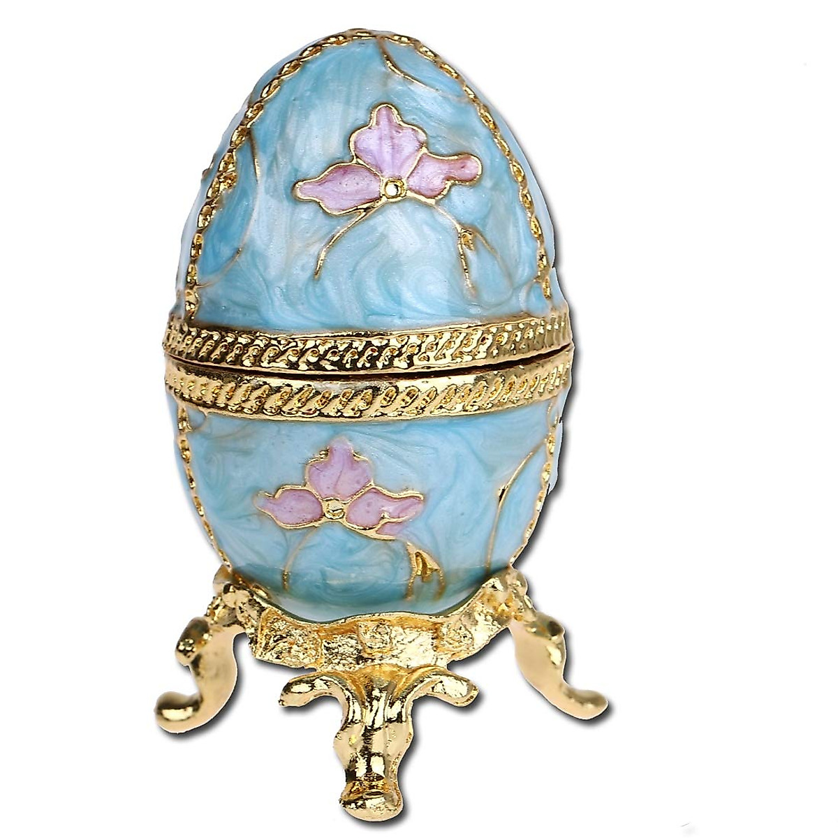 YU FENG Faberge Egg Trinket Box Hinged Jewelry Box Ring Holder Collectible Figurine Crystals