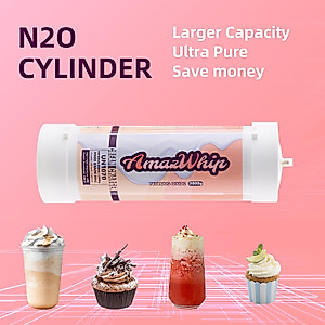 AmazWhip Premium Whipped Cream Charger 2000g 3.3L, Food Grade Nitrous Oxide Tank Pure Flavored N2O Chargers, For Any Standard Whipping Cream Dispenser (4 canisters)