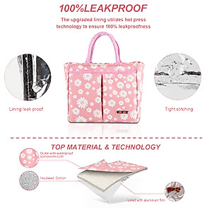 KEXGX Lunch Bag for Women, Insulated Lunch Bag Lunch Box for adults Lunch Box for Women Reusable Thermal Cooler Lunch Box for Work School Picnic Outdoor (Pink)